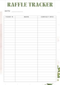Printable Raffle Ticket Tracker Templates - Printables Hub