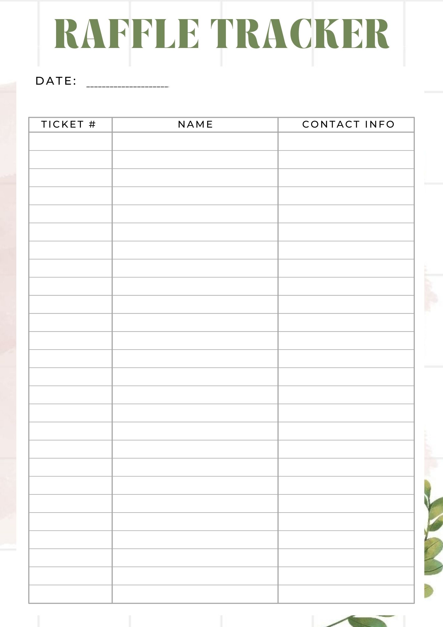 Printable Raffle Ticket Tracker Templates - Printables Hub
