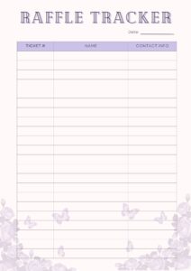 Printable Raffle Ticket Tracker Templates - Printables Hub
