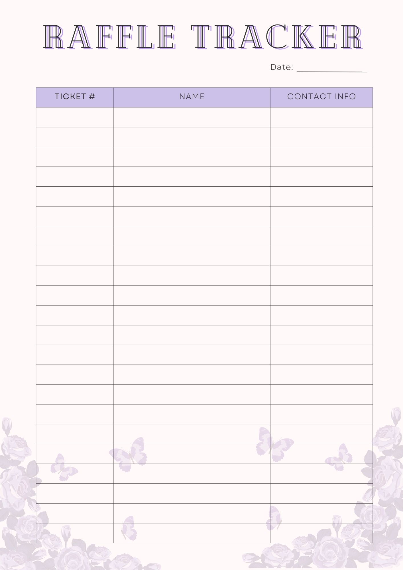 Printable Raffle Ticket Tracker Templates - Printables Hub