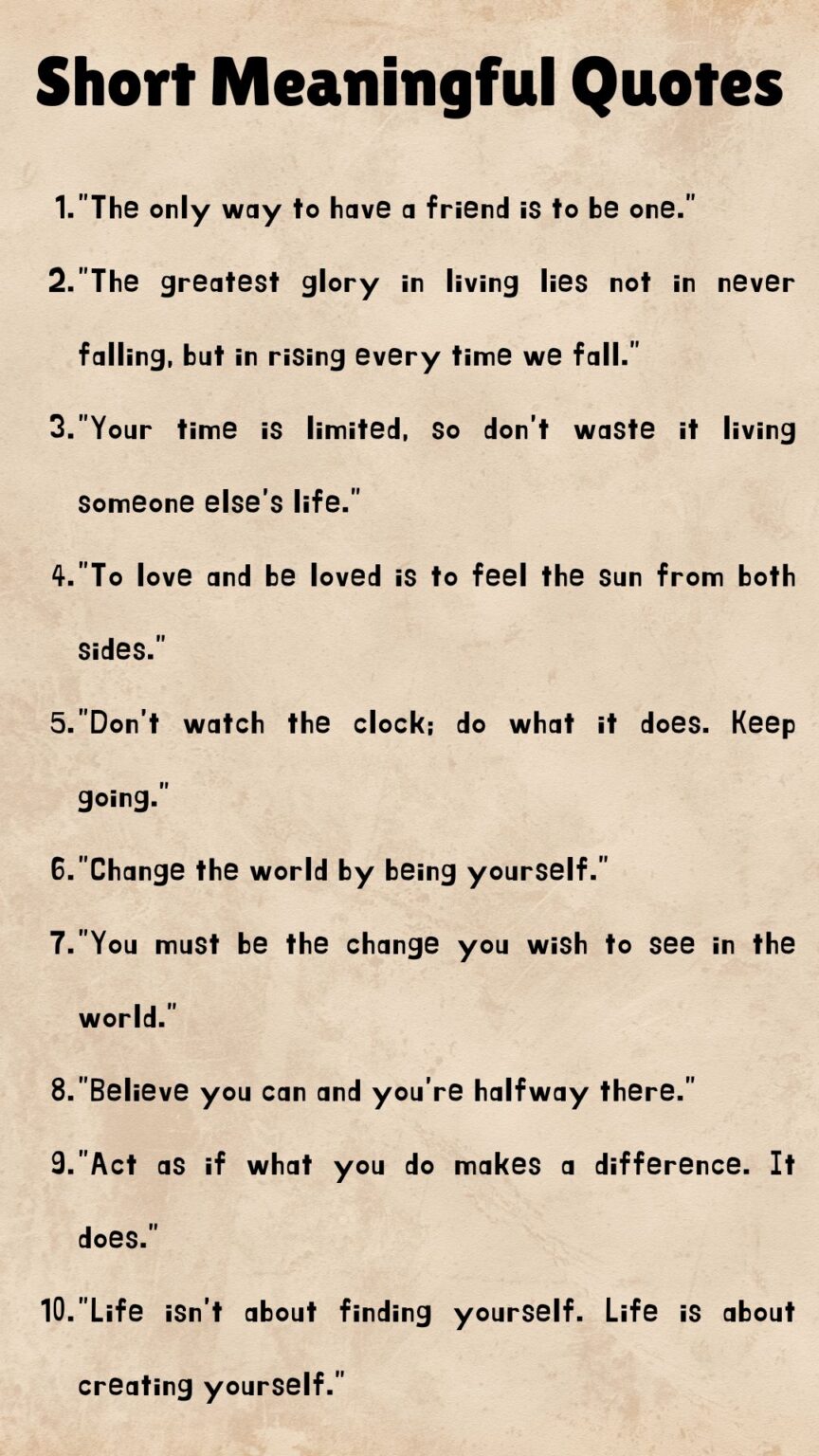 Printable Lists of Short Meaningful Quotes - Printables Hub