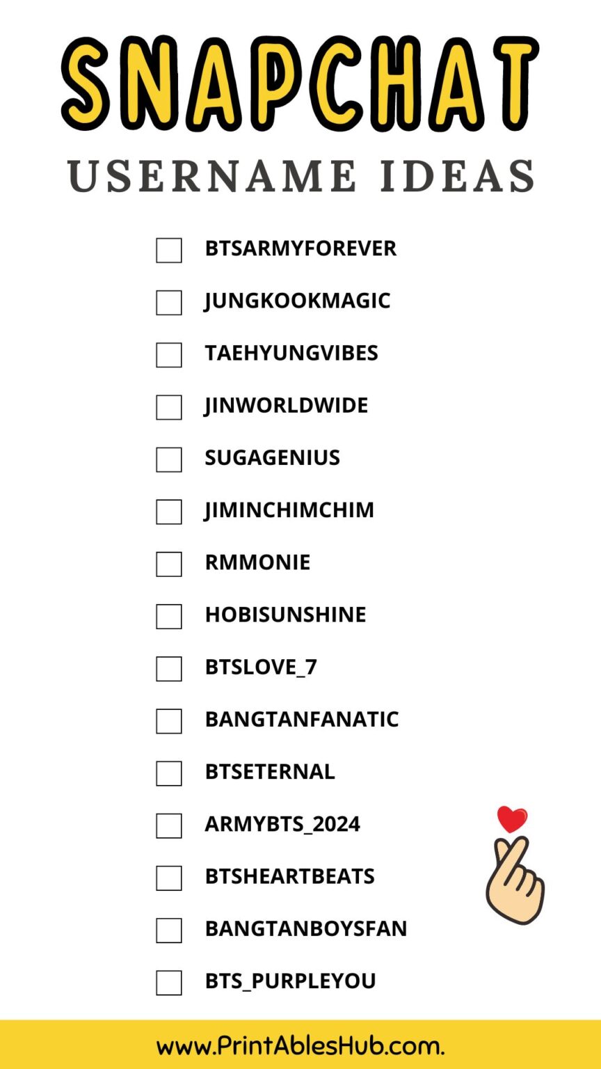 Printable List Of Snapchat Username Ideas - Printables Hub