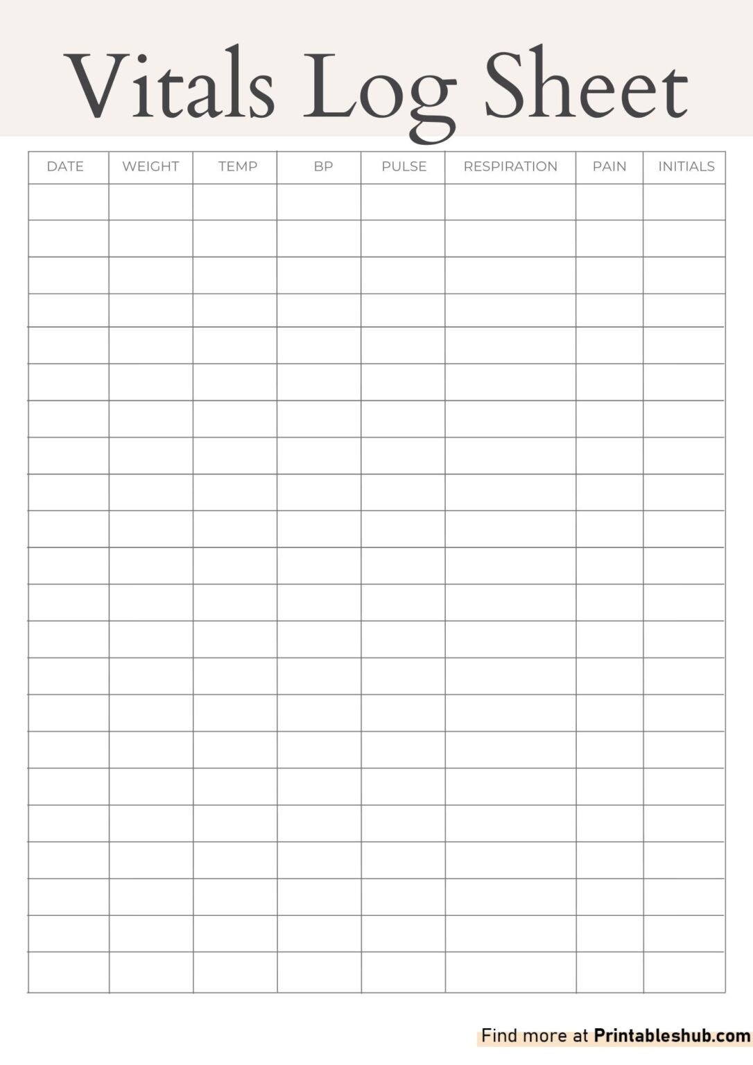 Printable Blank Vitals Log Sheet Templates [With PDF] - Printables Hub
