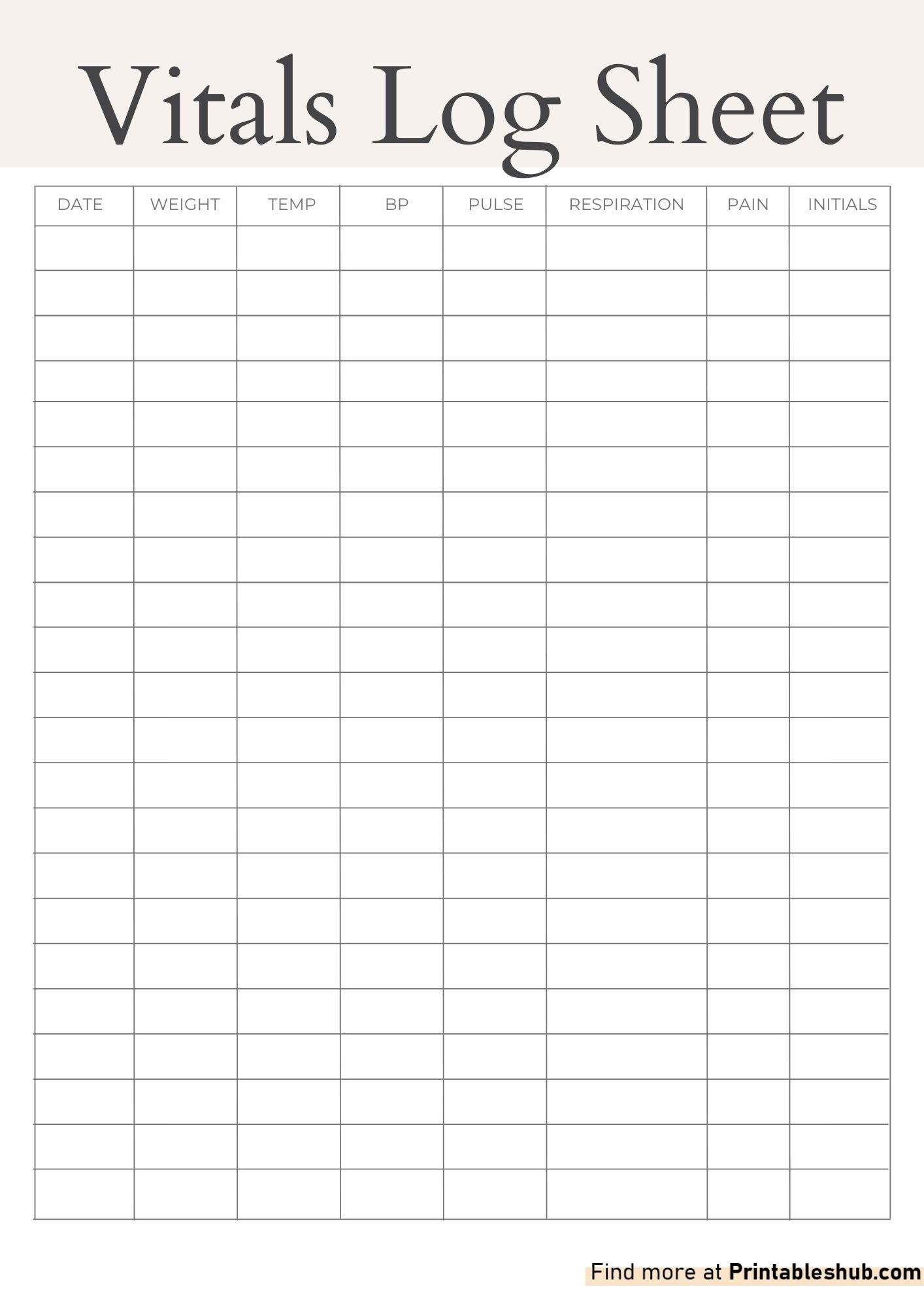 Printable Blank Vitals Log Sheet Templates [With PDF] - Printables Hub