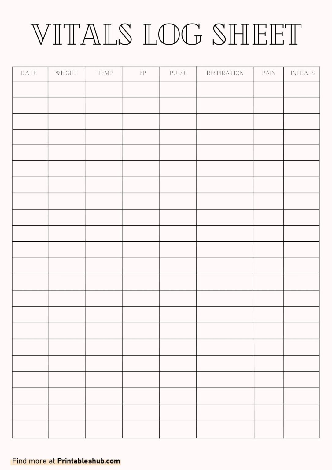 Printable Blank Vitals Log Sheet Templates [With PDF] - Printables Hub