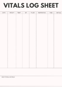 Printable Blank Vitals Log Sheet Templates [With PDF] - Printables Hub
