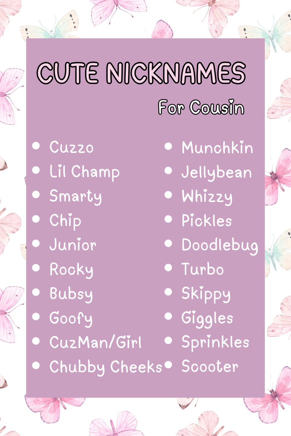 Printable Lists Of Cute Nicknames - Printables Hub