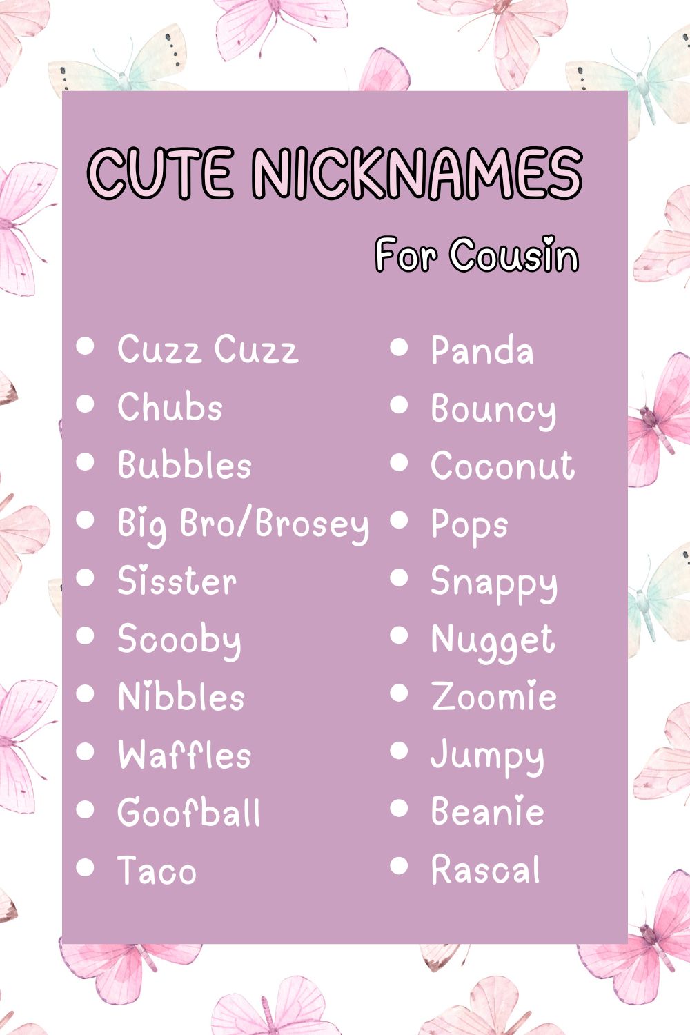 Printable Lists Of Cute Nicknames - Printables Hub