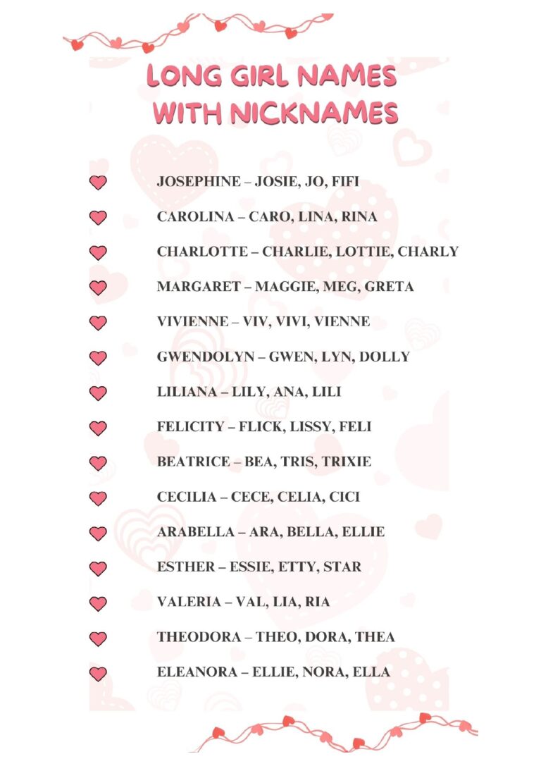 Printable Lists Of Cute Nicknames - Printables Hub