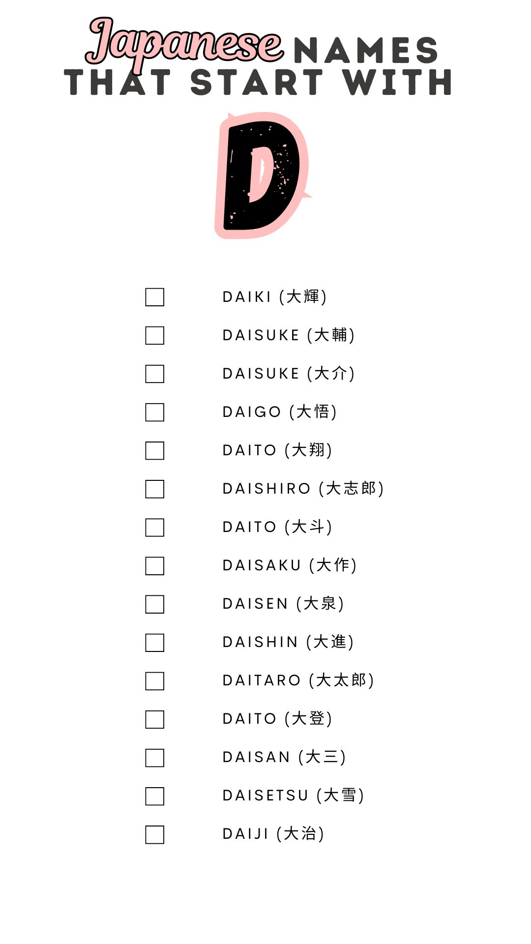 Printable Lists Of Names That Start With 'D' - Printables Hub