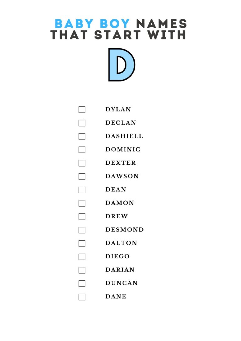 Printable Lists Of Names That Start With 'D' - Printables Hub