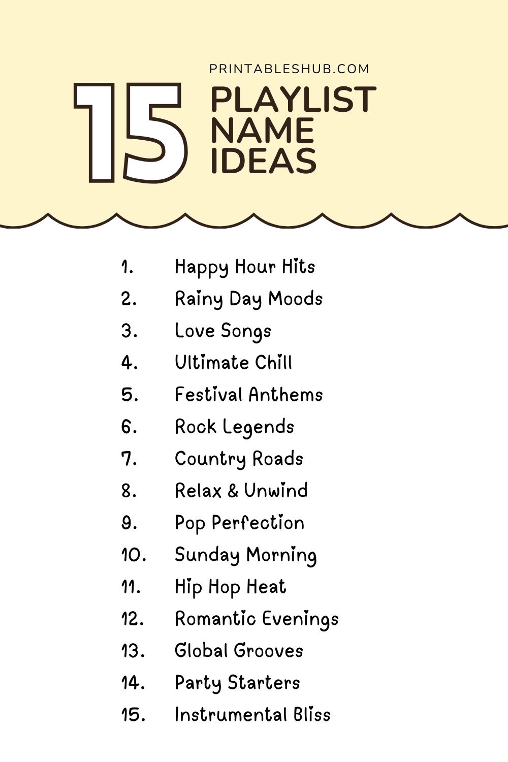 Printable List Of Playlist Names Ideas - Printables Hub