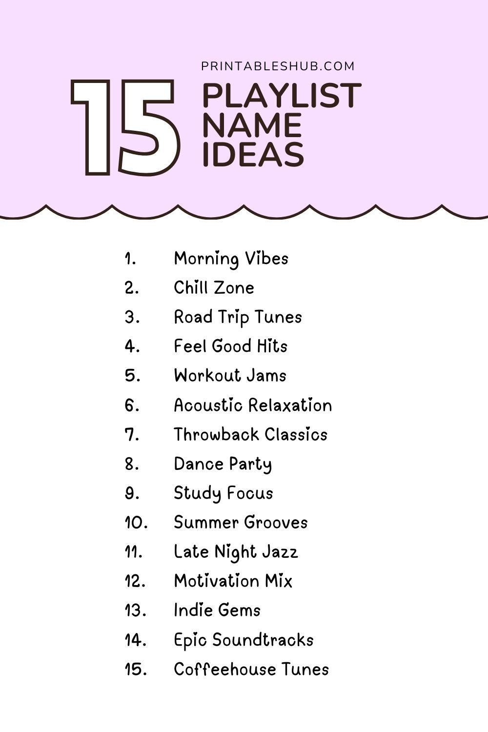 Printable List Of Playlist Names Ideas - Printables Hub