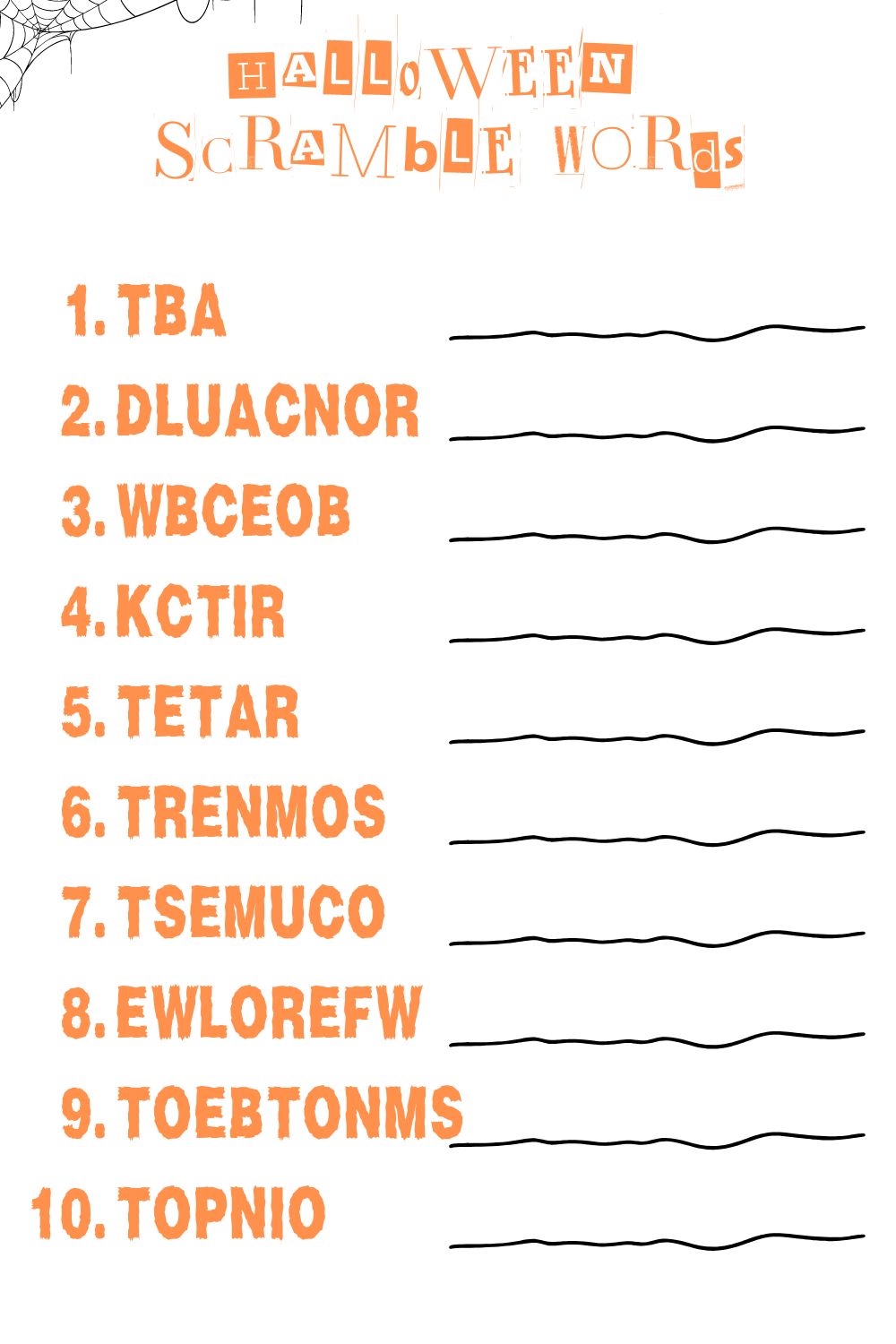 Printable Halloween Scramble Words Worksheets - Printables Hub