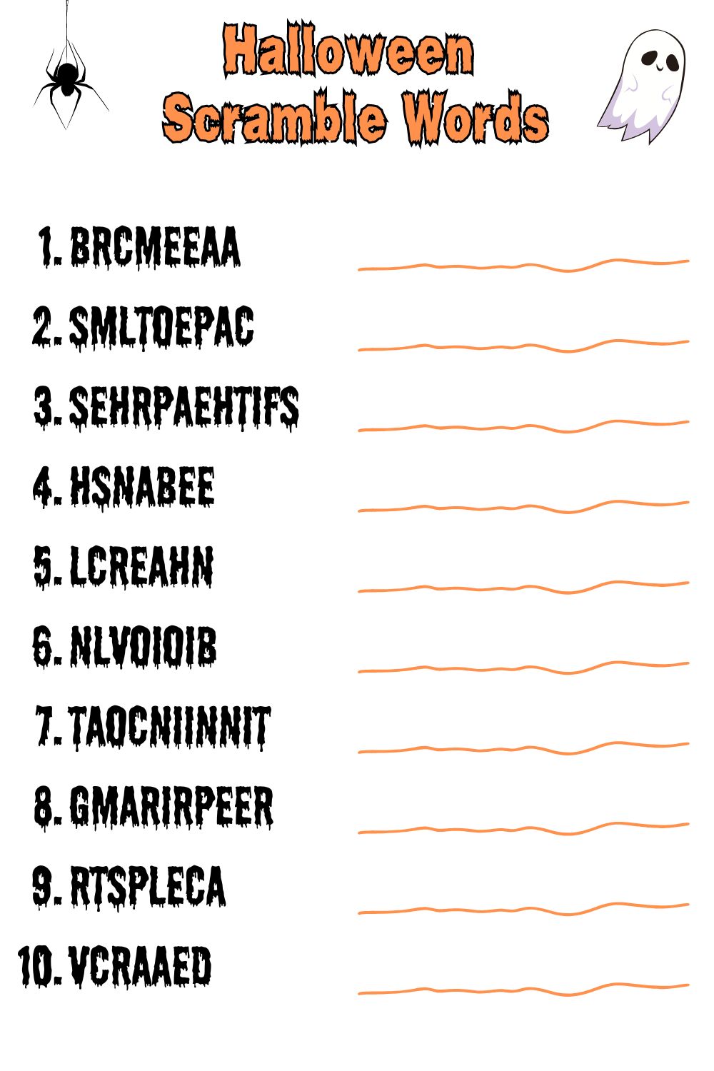 Printable Halloween Scramble Words Worksheets - Printables Hub