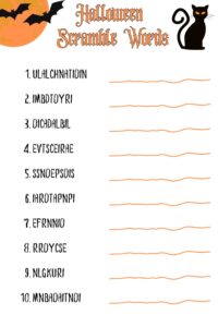 Printable Halloween Scramble Words Worksheets - Printables Hub