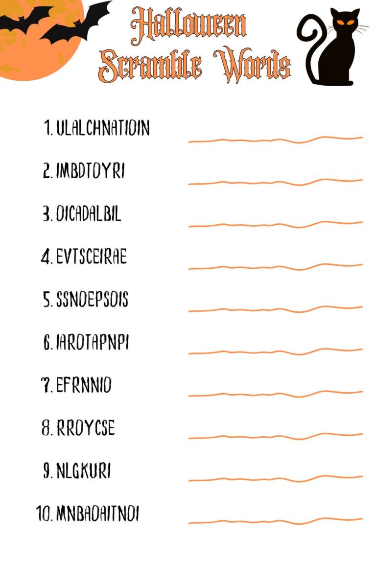 Printable Halloween Scramble Words Worksheets - Printables Hub