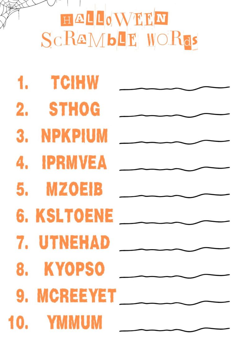 Printable Halloween Scramble Words Worksheets - Printables Hub