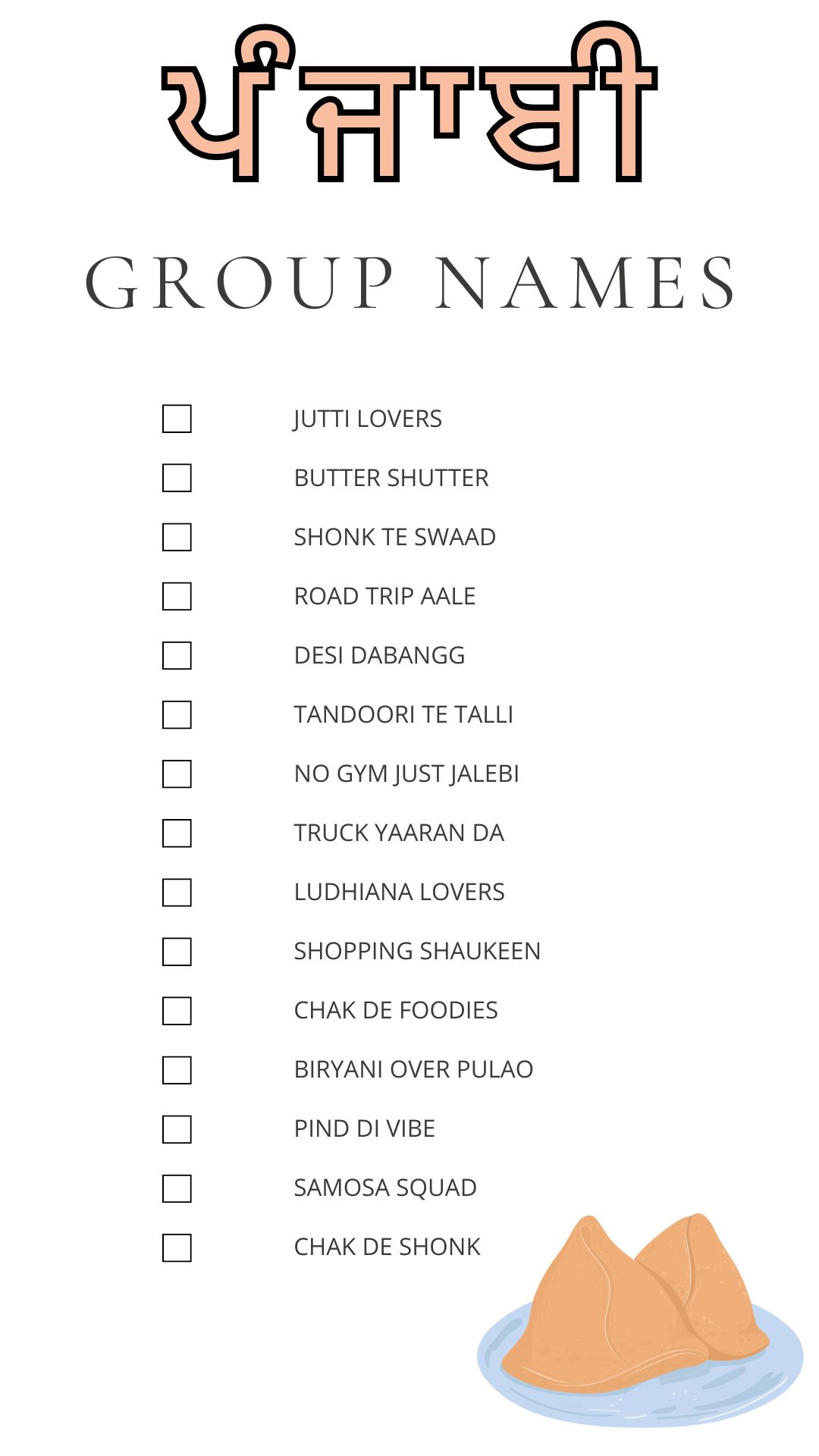 Printable List of Punjabi Group Names - Printables Hub