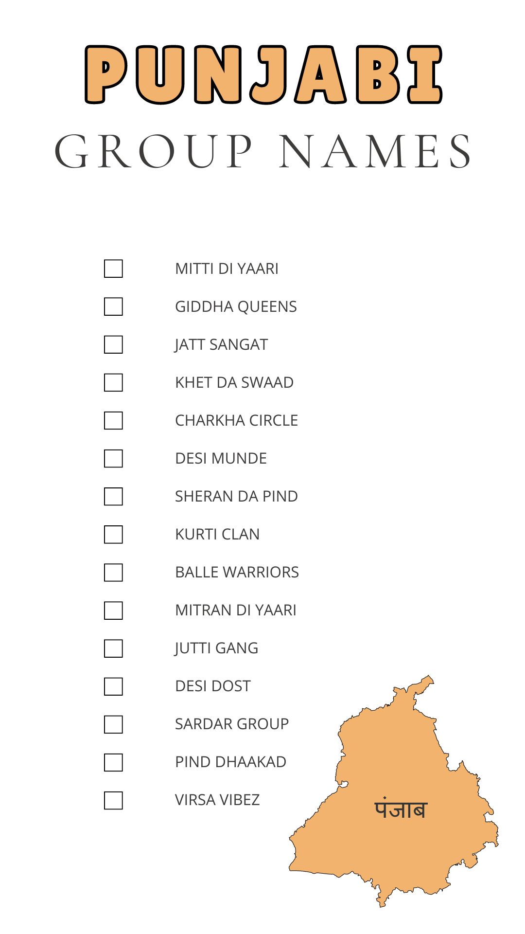 Printable List of Punjabi Group Names - Printables Hub