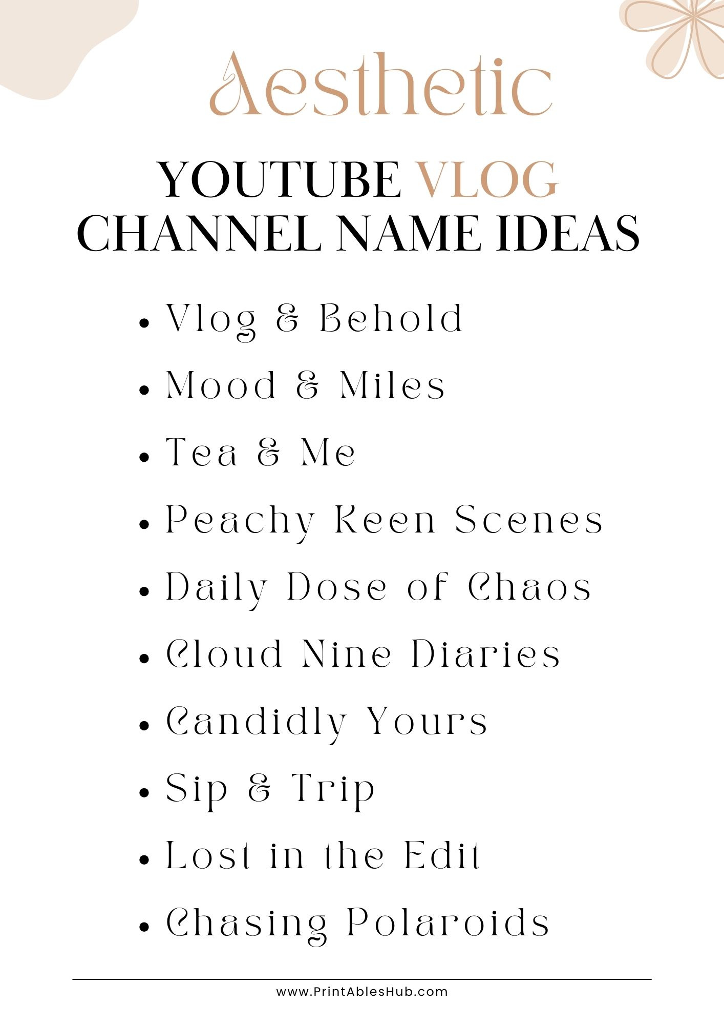 YouTube Channel Name Ideas: Printable Lists - Printables Hub