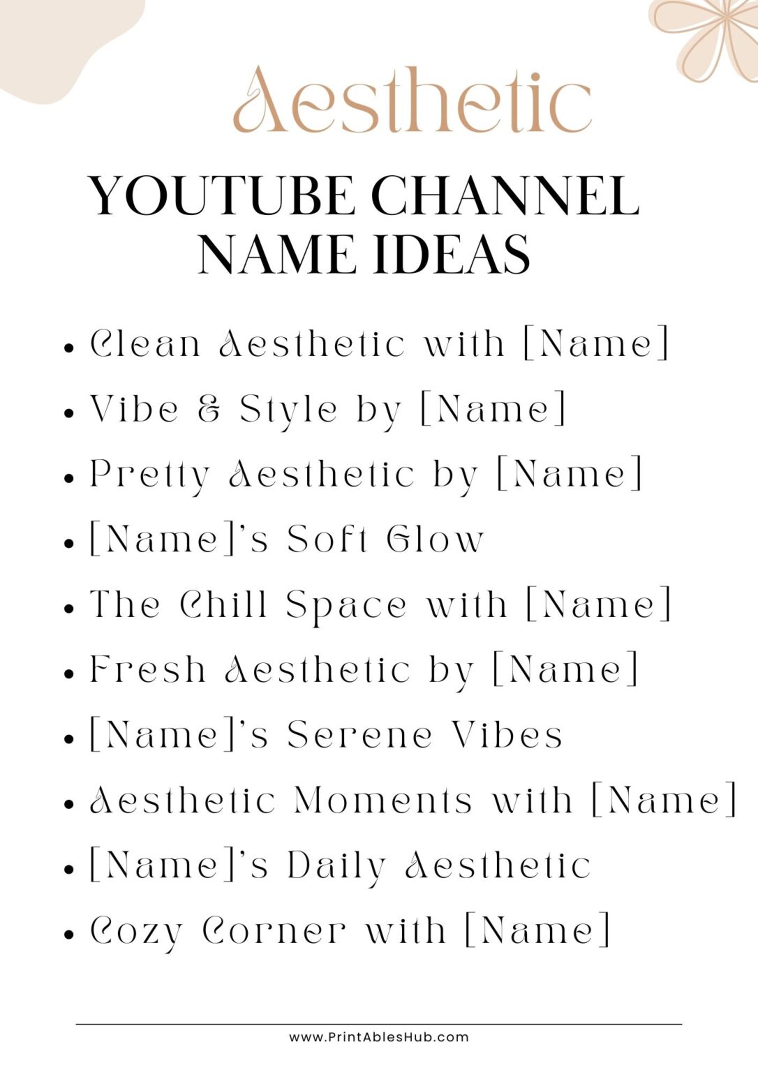 YouTube Channel Name Ideas: Printable Lists - Printables Hub