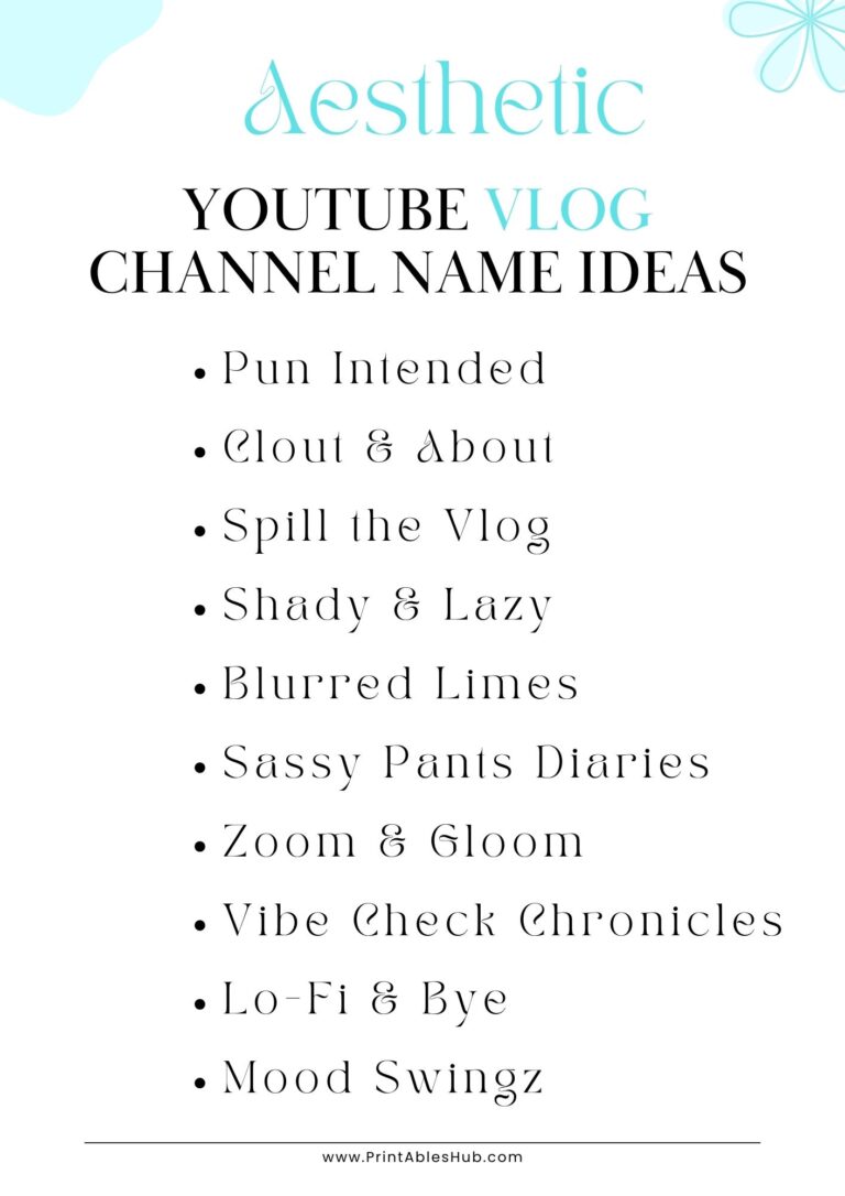 YouTube Channel Name Ideas: Printable Lists - Printables Hub