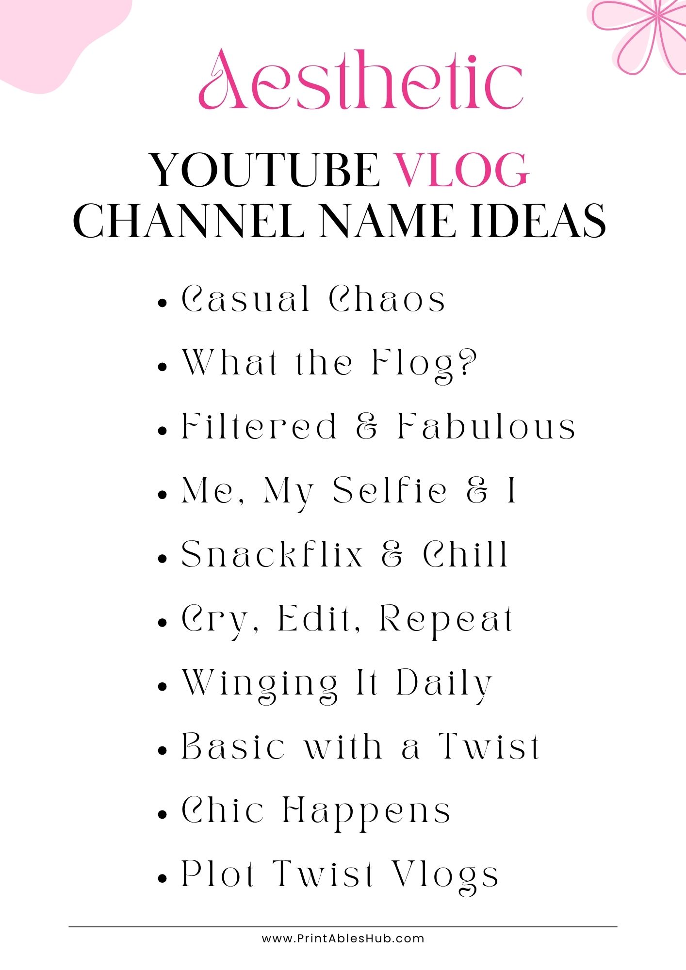 YouTube Channel Name Ideas: Printable Lists - Printables Hub