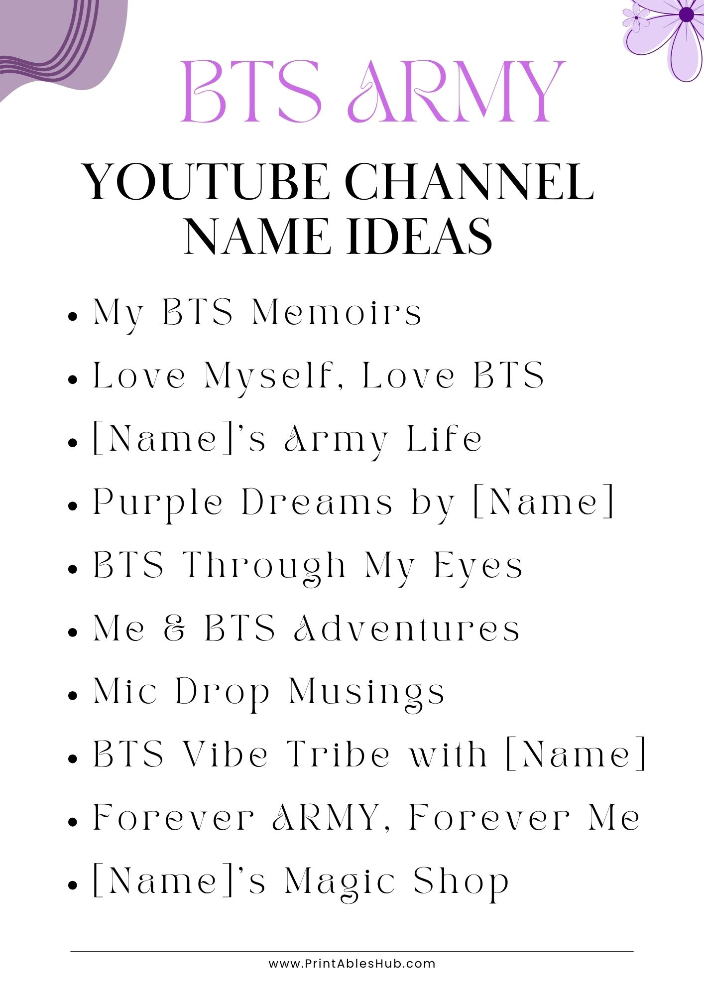 YouTube Channel Name Ideas: Printable Lists - Printables Hub