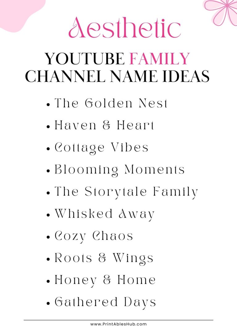 YouTube Channel Name Ideas: Printable Lists - Printables Hub