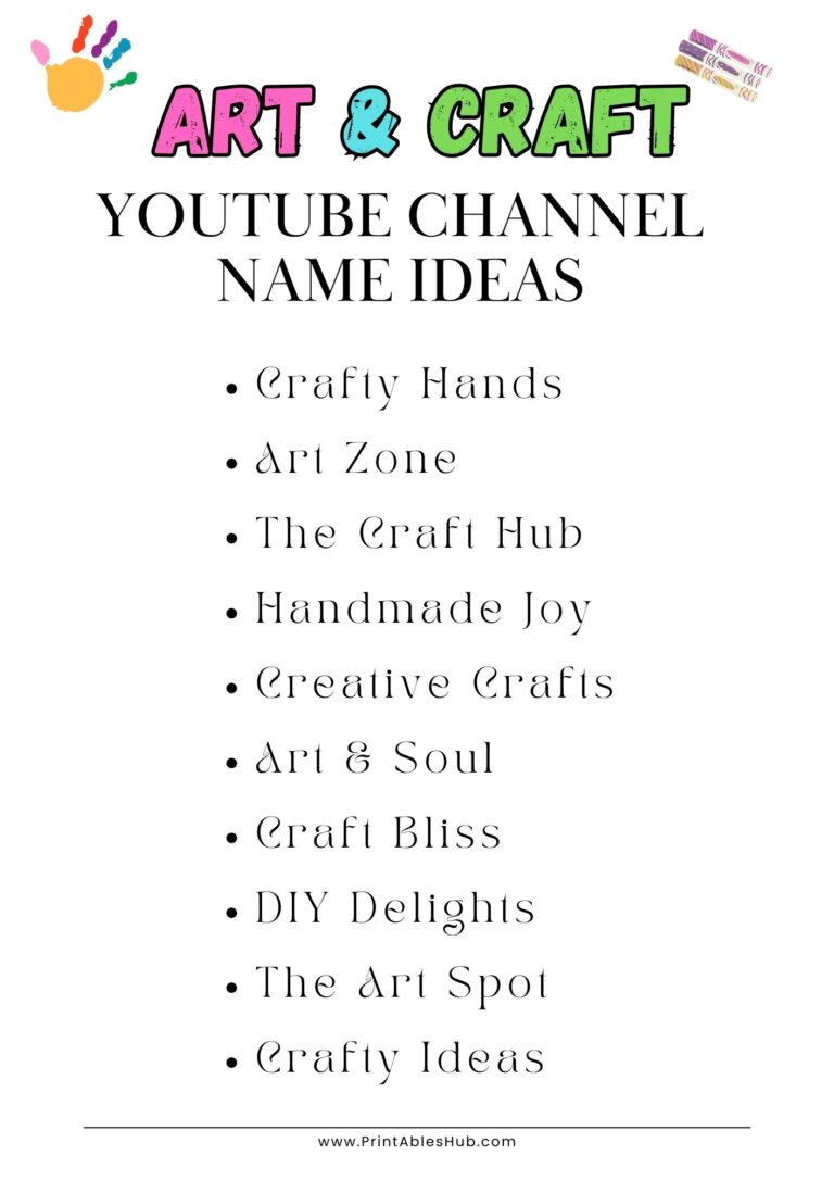 YouTube Channel Name Ideas: Printable Lists - Printables Hub