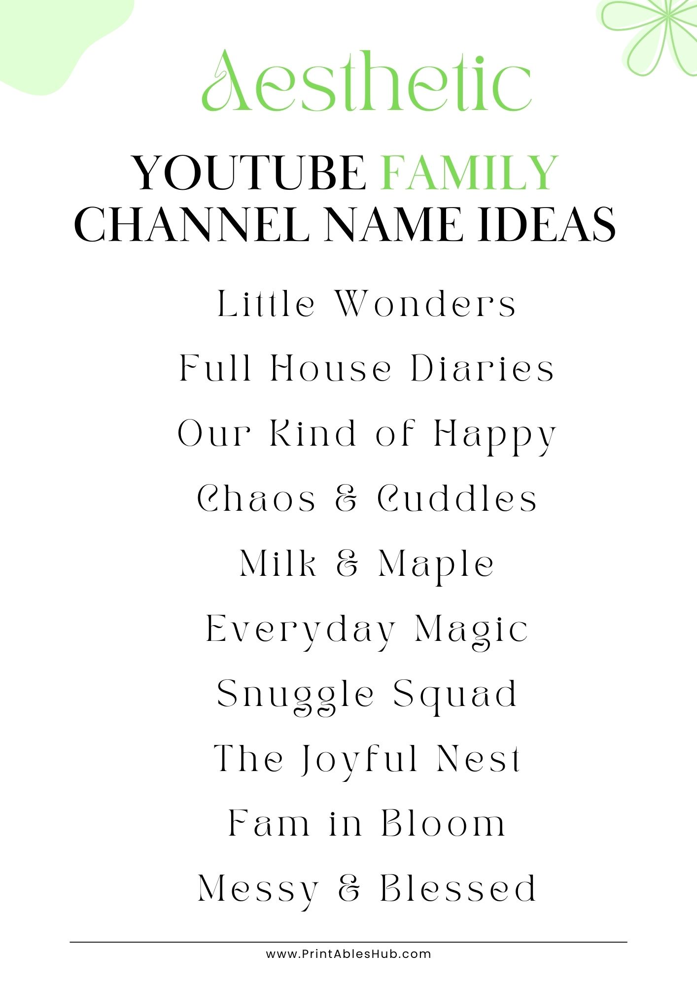 YouTube Channel Name Ideas: Printable Lists - Printables Hub