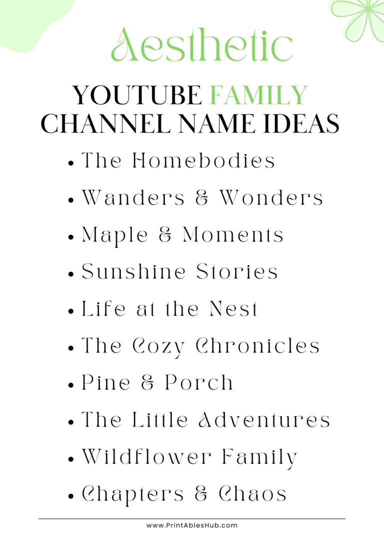 YouTube Channel Name Ideas: Printable Lists - Printables Hub