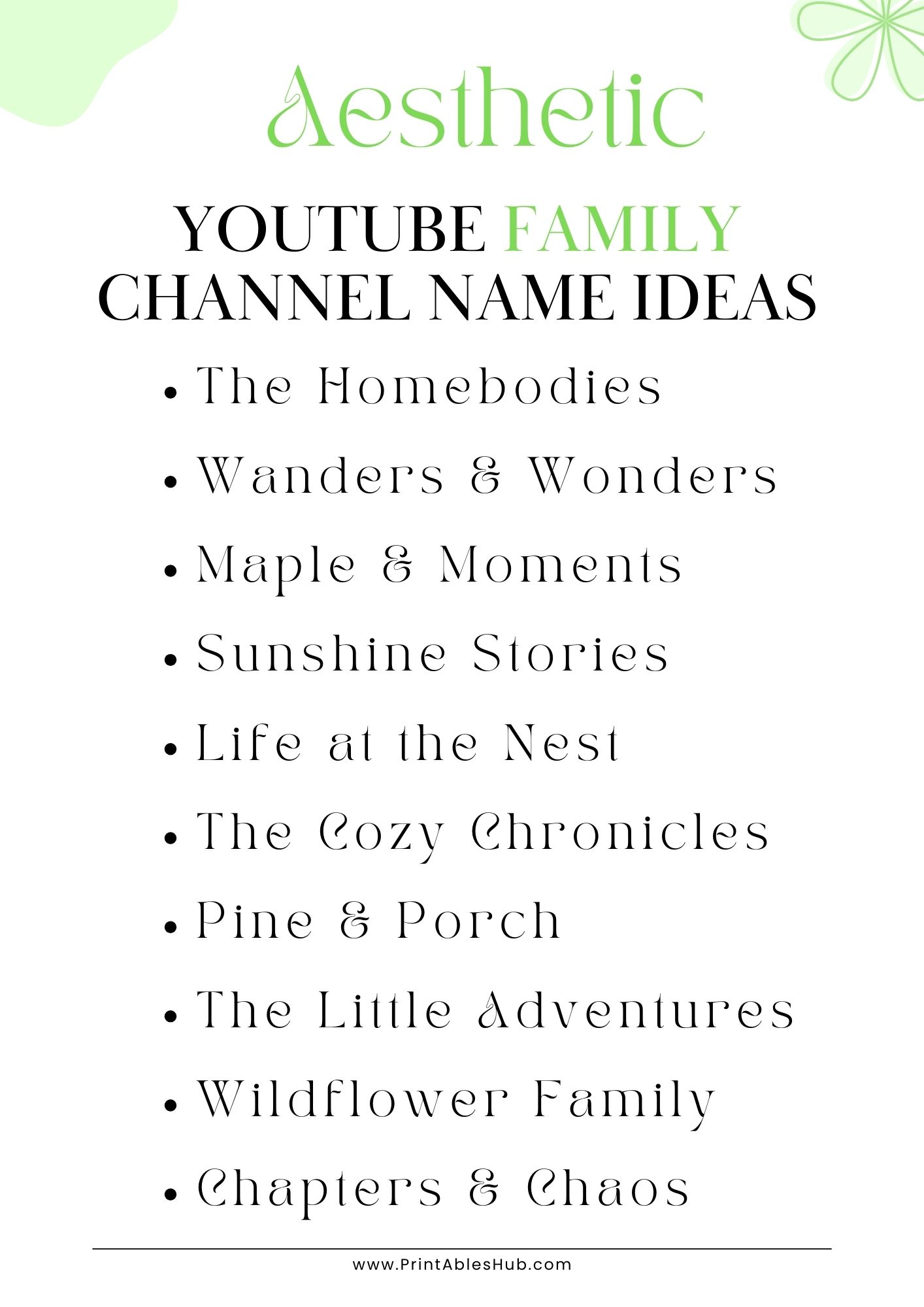 YouTube Channel Name Ideas: Printable Lists - Printables Hub