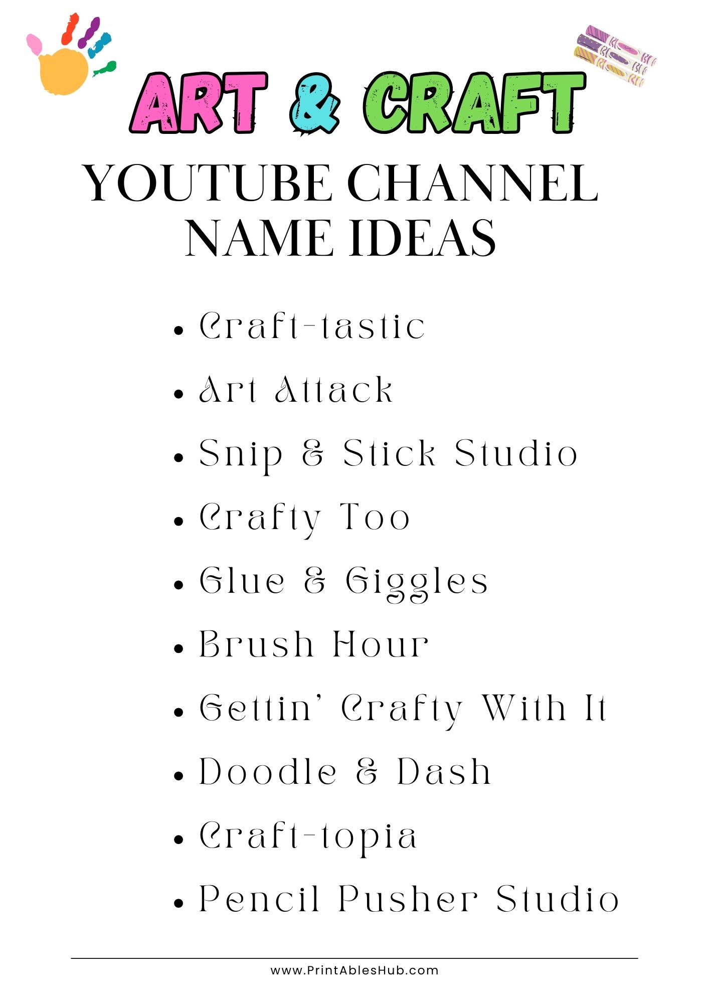 YouTube Channel Name Ideas: Printable Lists - Printables Hub