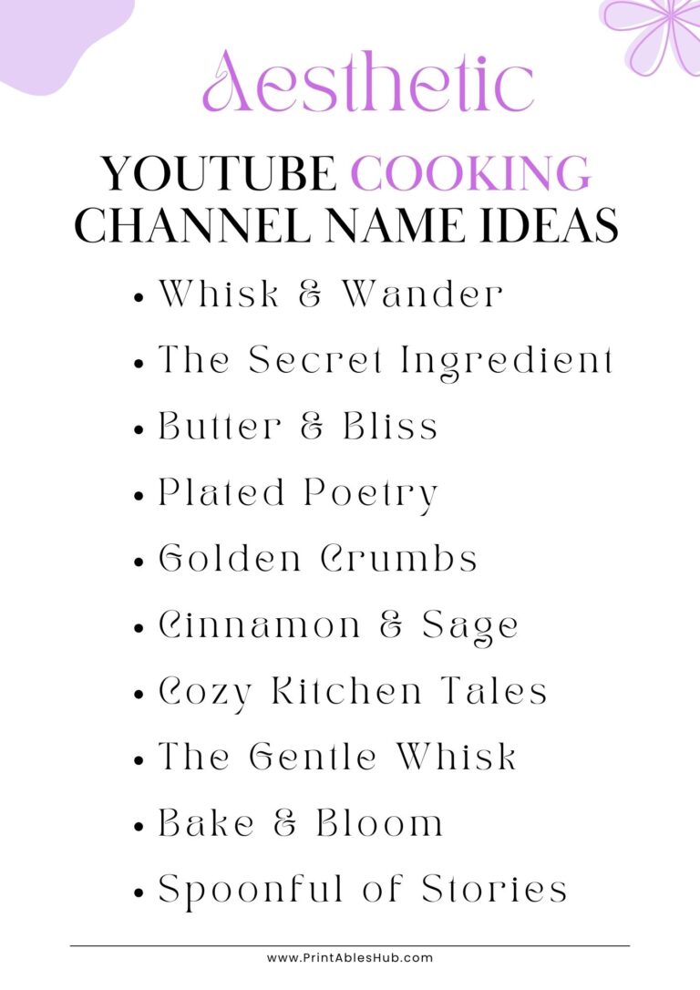 YouTube Channel Name Ideas: Printable Lists - Printables Hub