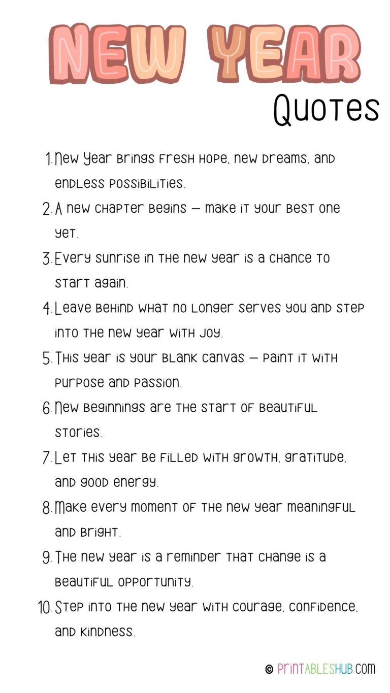 Printable New Year Quotes - Printables Hub