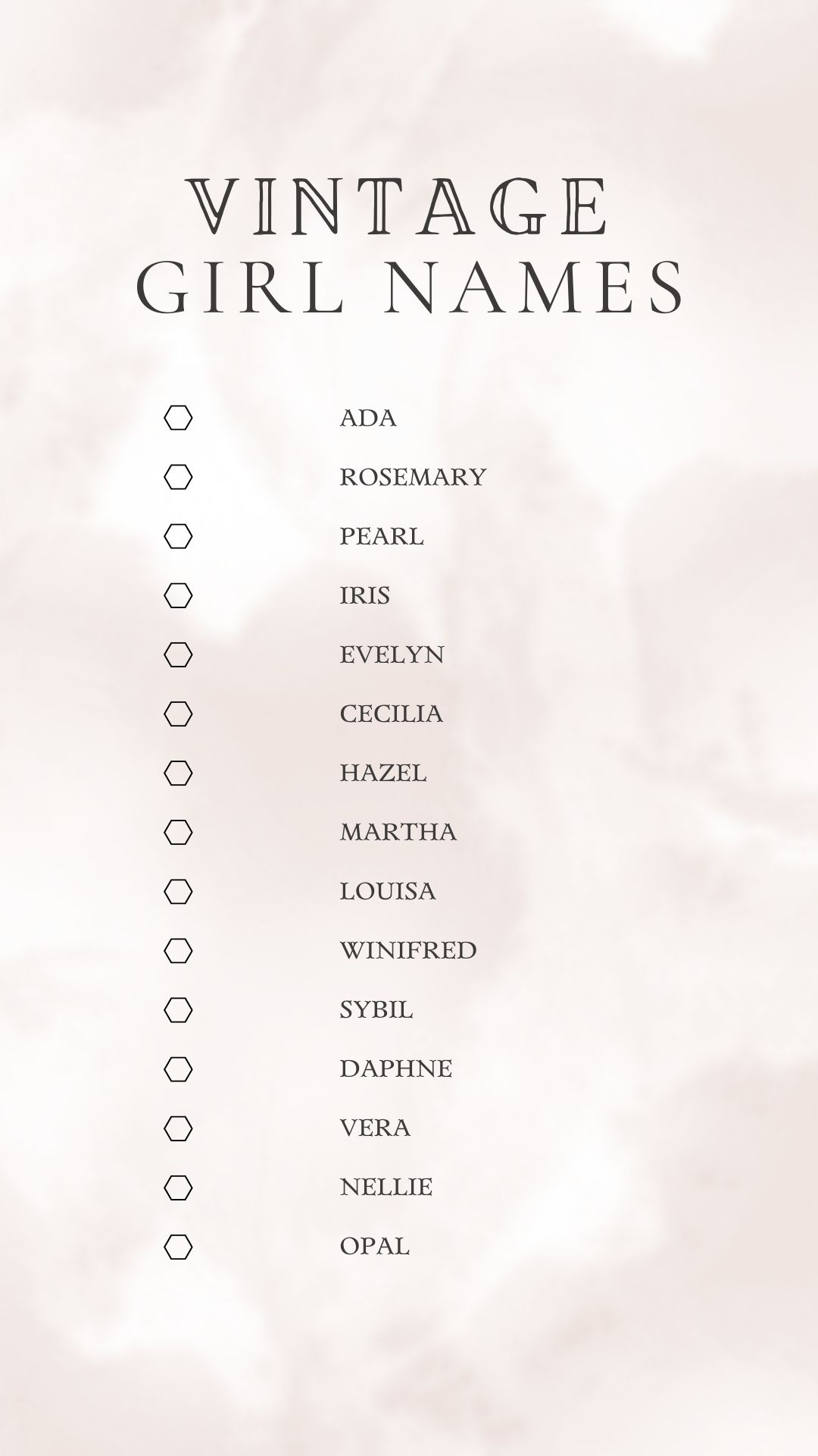 Printable Lists of Vintage Girl Names - Printables Hub