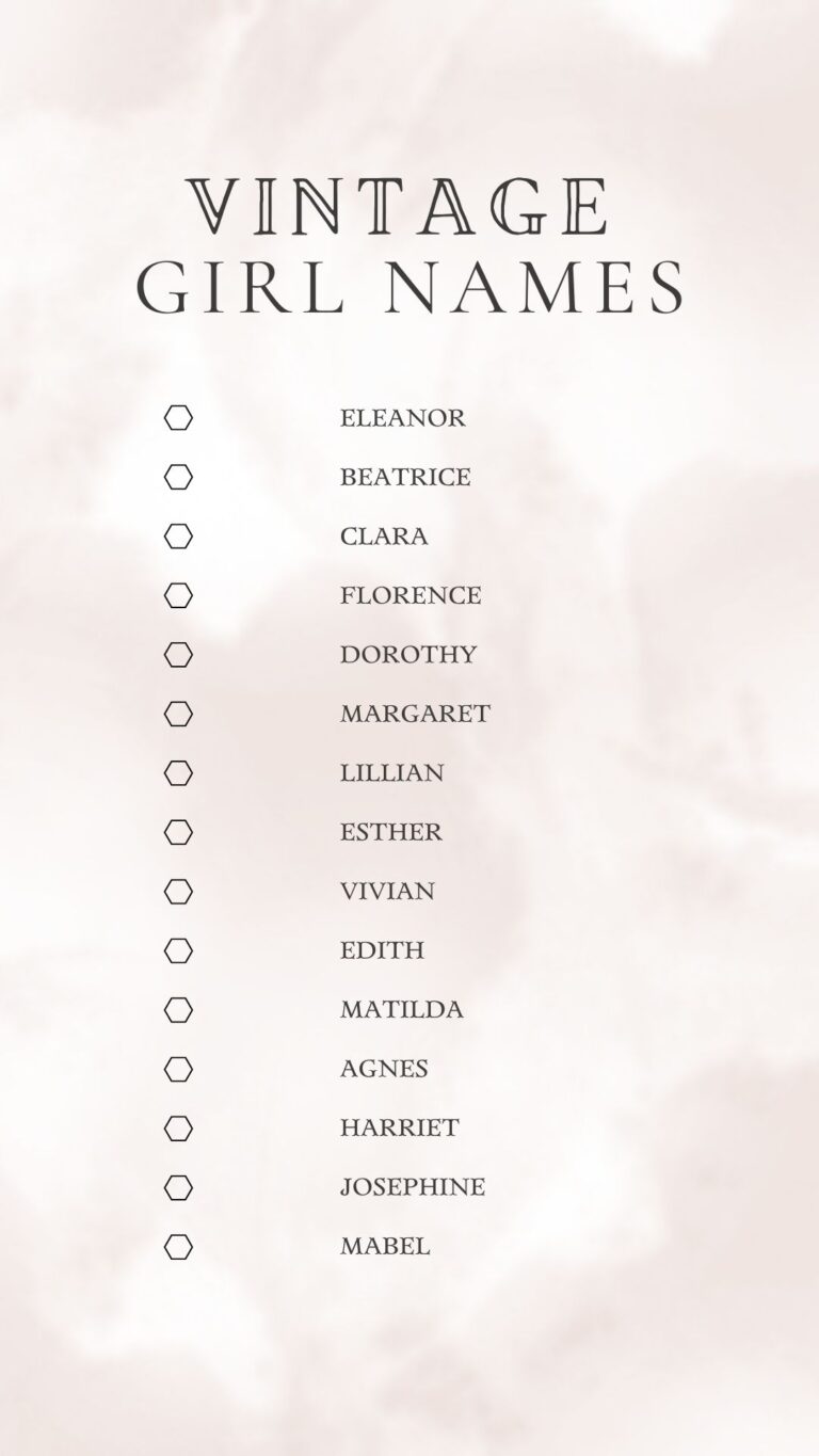 Printable Lists of Vintage Girl Names - Printables Hub