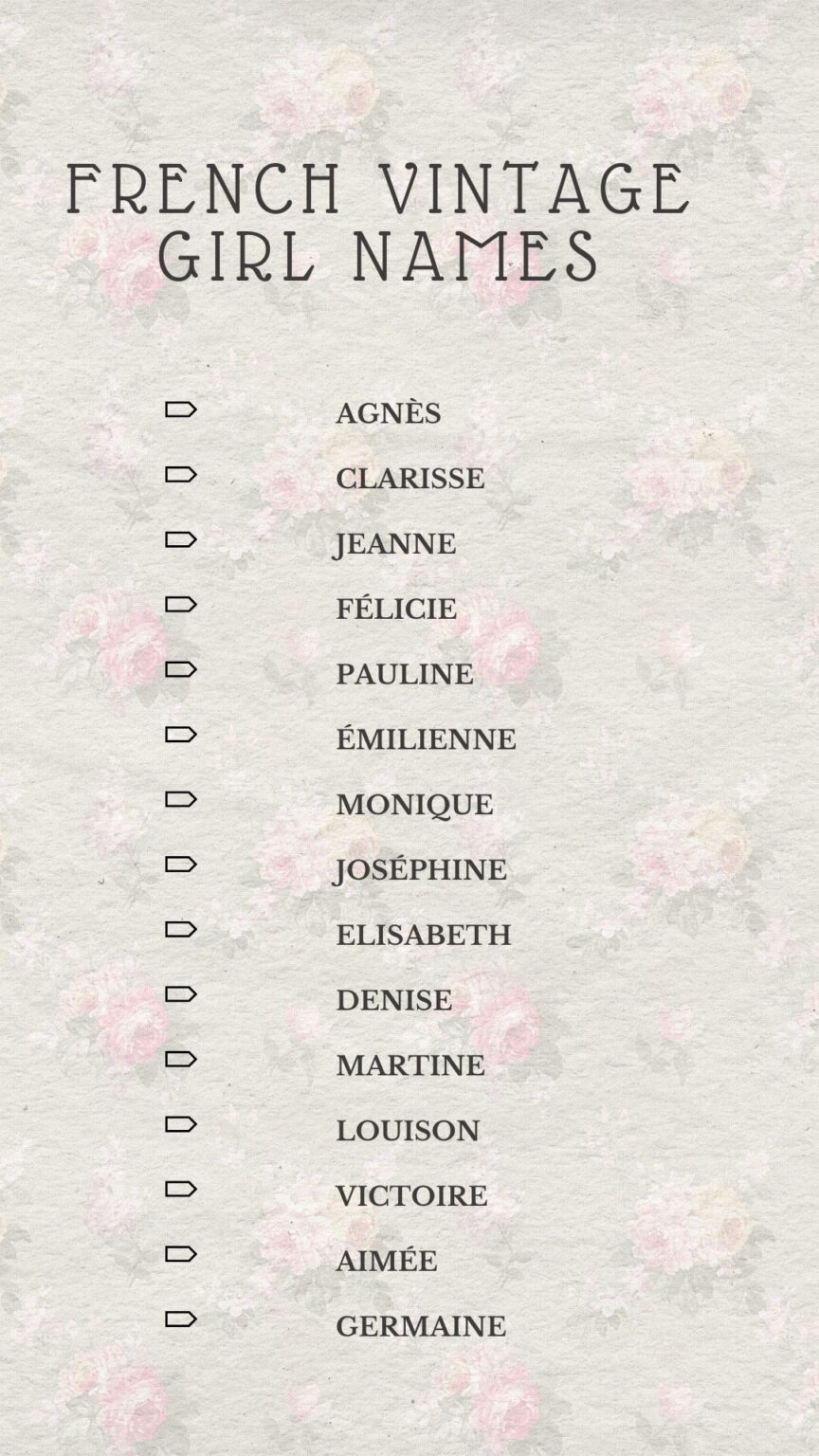 Printable Lists of Vintage Girl Names - Printables Hub