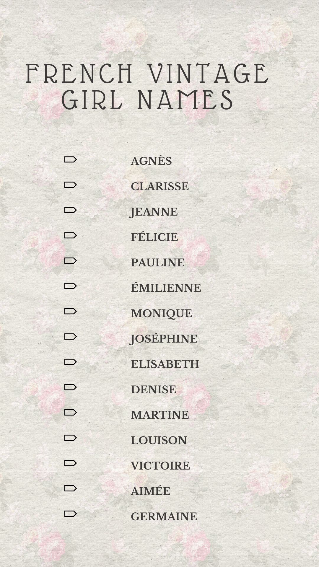 Printable Lists of Vintage Girl Names - Printables Hub