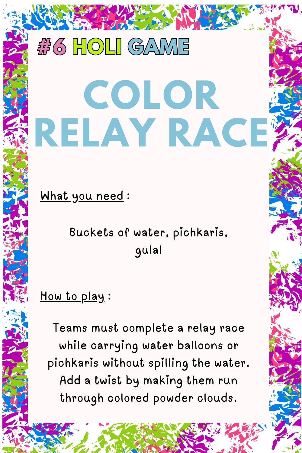 Holi Games Lists [Printable Sheets] - Printables Hub