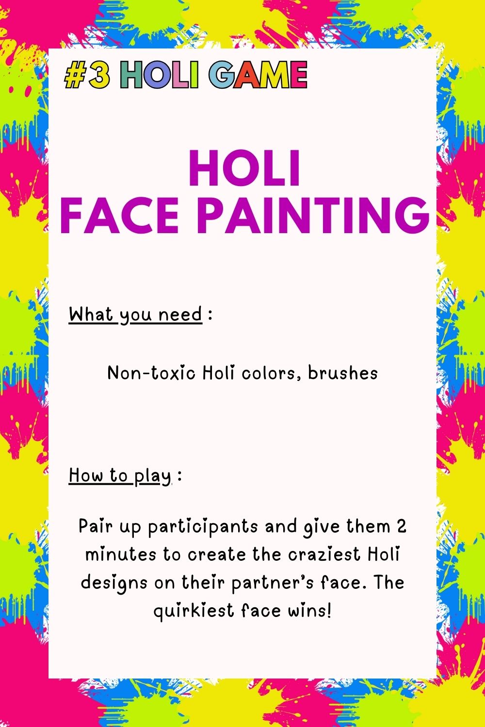 Holi Games Lists [Printable Sheets] - Printables Hub