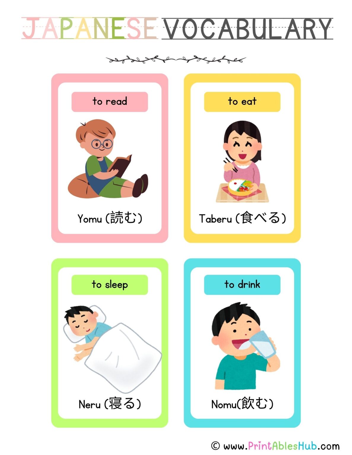 Printable Japanese Vocabulary Flashcards - Printables Hub