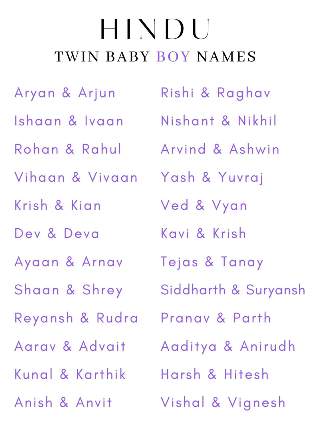 Printable Lists of Twin Baby Names {Both Boy & Girl} - Printables Hub