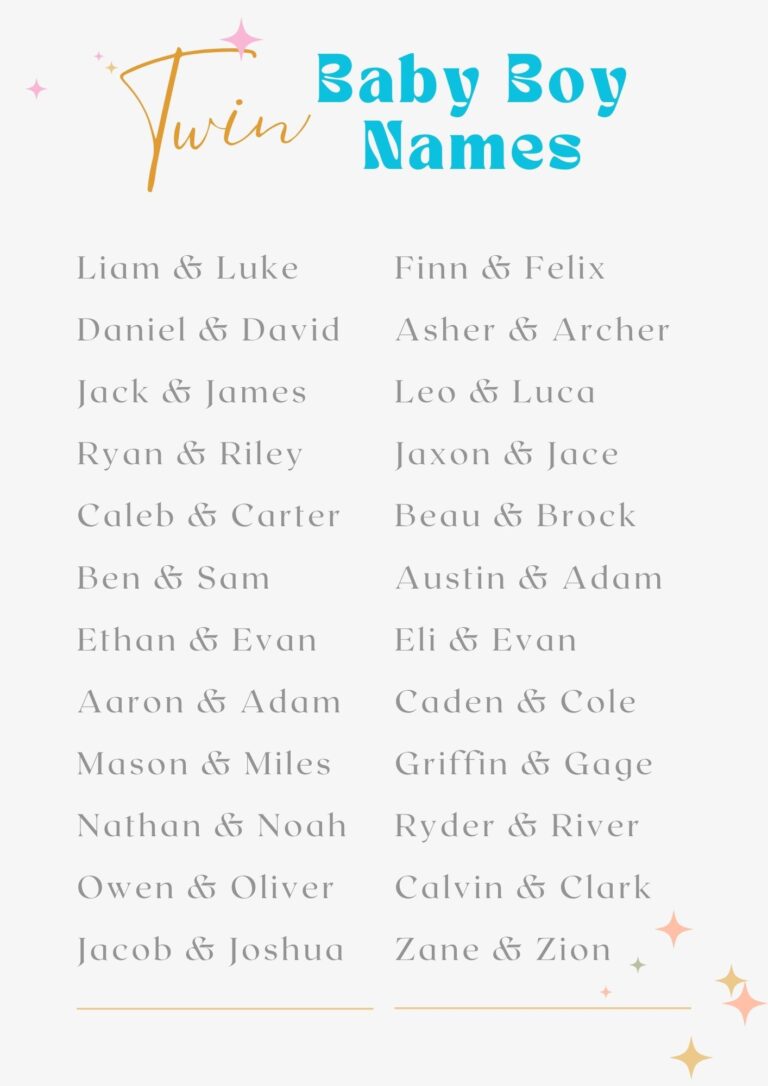 Printable Lists of Twin Baby Names {Both Boy & Girl} - Printables Hub