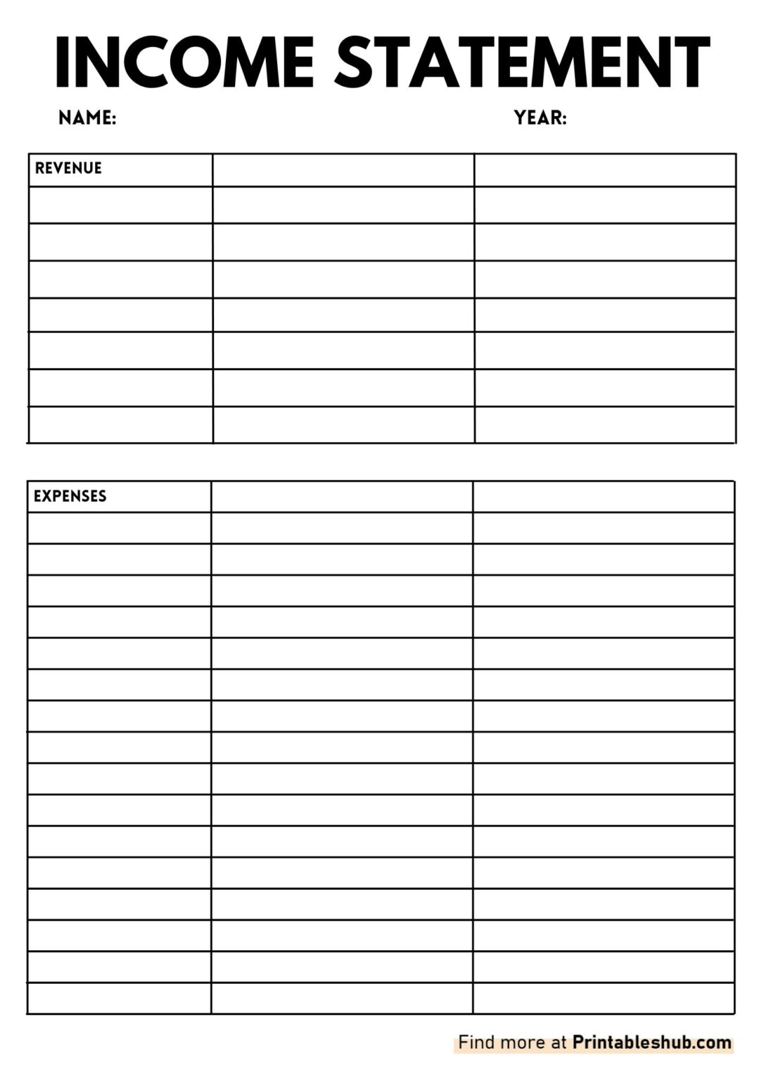 Printable Blank Income Statement Templates - Printables Hub