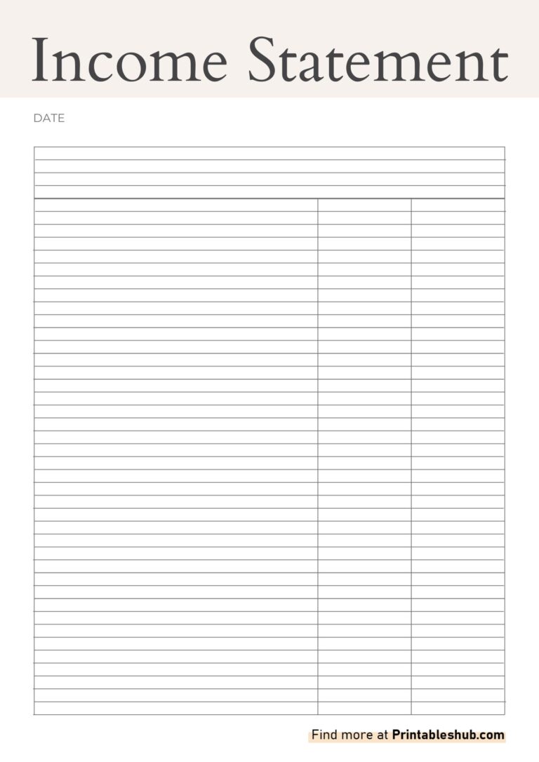 Printable Blank Income Statement Templates - Printables Hub