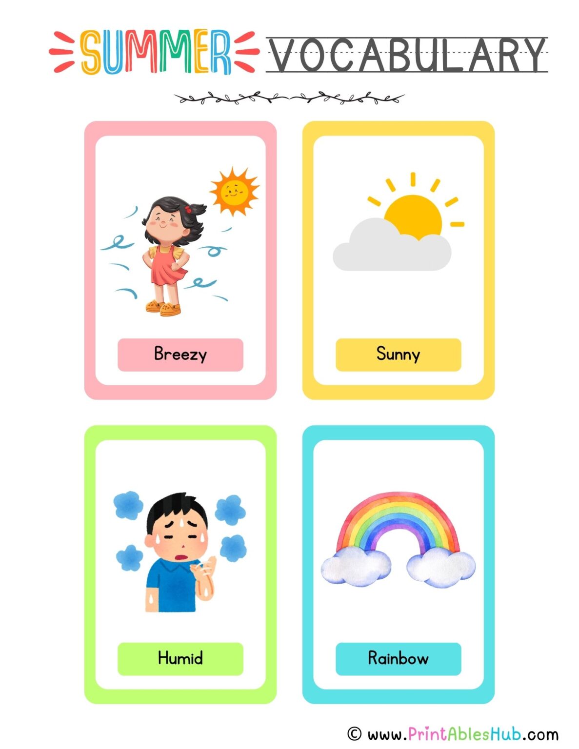 Printable Summer Vocabulary Flashcards [PDF Included] - Printables Hub