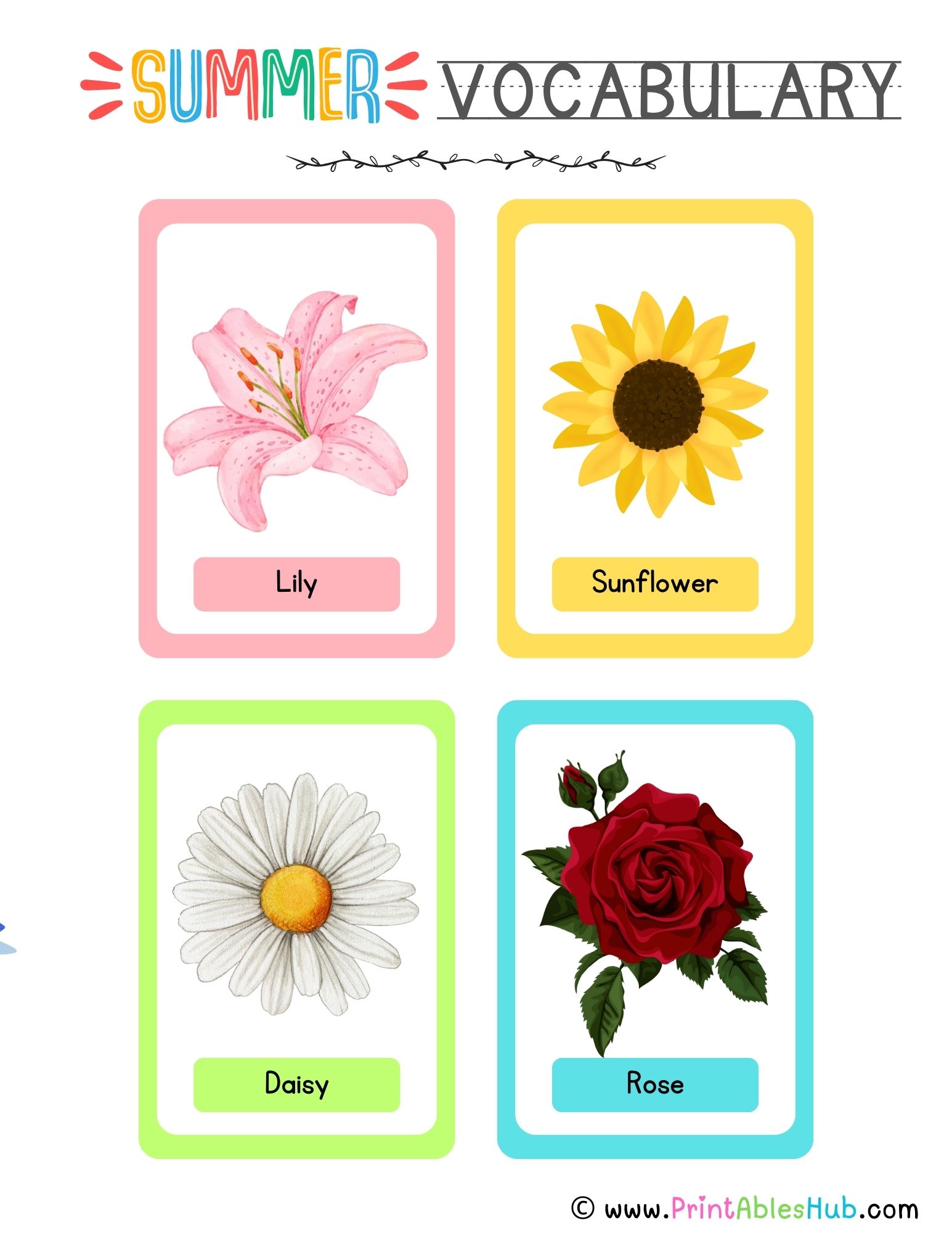 Printable Summer Vocabulary Flashcards [PDF Included] - Printables Hub
